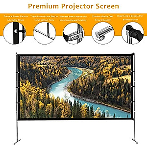 LATIPOPO Projector Movie Screen with Stand 88inch Projection Video Screen Indoor Outdoor Portable Movie Theater with Carrying Bag