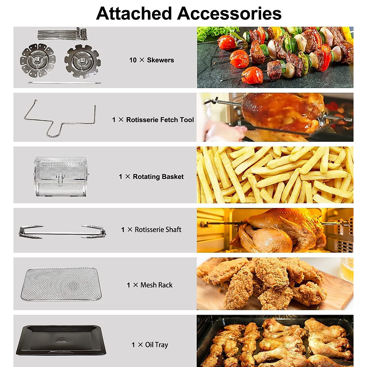 Weceleh Air Fryer 10 in 1 Toaster Oven, 15.8 QT Large Air Fryer with Visible Window, 15L Large Family Size, 60 Minutes Timer, Accessories Included, Touchscreen, No-Oil Frying, NonStick, Black, 1700W