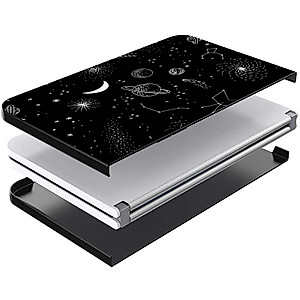 BWEGRHE Moon Spaceship Designed for 8.1" Microsoft Surface Duo Case, Full Cover Ultra Thin PU Leather Back Hard PC Phone Case for Microsoft Surface Duo (2020)