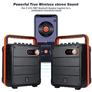 JYX Portable Bluetooth Karaoke Machine, Microphone PA Speaker System with FM Radio, REC, TWS, Remote Control, Supports TF Card, USB, AUX in, for Home,Party, Event