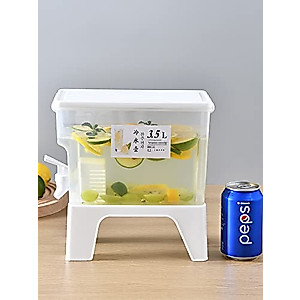 1PCS 0.9 Gallon Water Drink Dispenser For Fridge, Beverage Dispenser with Stand And Spigot, Plastic Pitcher with Lid, Water Storage Containers BPA Free, Lemonade Dispenser