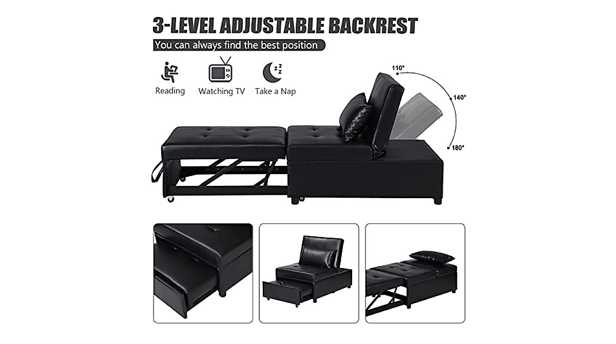 4 in 1 Convertible Sleeper Chair Bed for Small Spaces