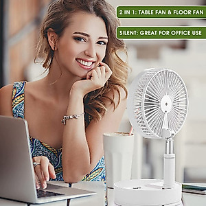 EZYDAYYI Rechargeable Battery Operated Fan for Bedroom, 7200 mAh 8 inch Foldable Oscillating Fan with Remote and Timer, 4 Speeds Portable Floor Standing Fan Small Table Desk Fan for Travel Camping