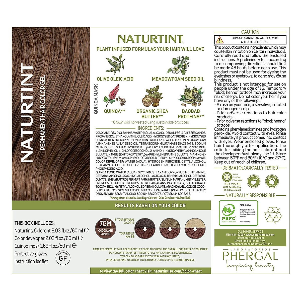 Naturtint 7GM Chocolate Caramel Permanent Hair Color (Pack of 1), Ammonia Free, Vegan, Cruelty Free, up to 100% Gray Coverage, Long Lasting Results (Packaging may vary)