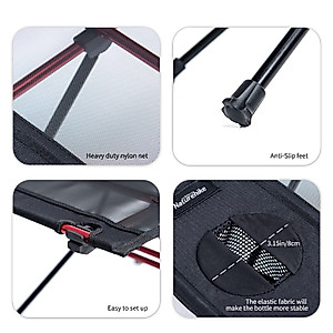 Naturehike FT07 Ultralight Camping Table, 1.6 LBS Portable Backpacking Table with Carry Bag & Cup Holder, Folding Mesh Camp Table for Camping Picnic Beach Fishing