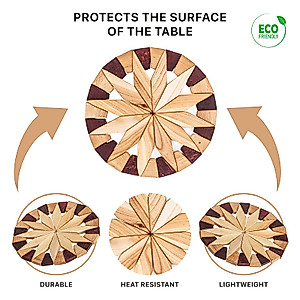 Wooden Trivets for Hot Dishes - 2 pcs Natural Handmade Wood Trivet Mat - Sturdy and Durable 7'' Kitchen Hot Pads - Wooden Trivet Frame for Hot Pots and Pans - Perfect Kitchen Gifts Idea