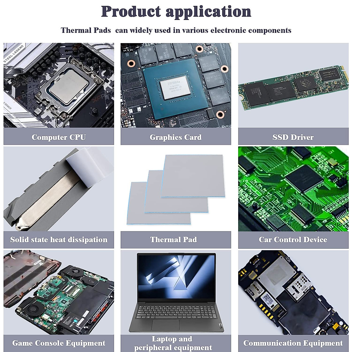 Thermalright Thermal Pad Silicone Thermal Pads 12.8 W/mK, Non Conductive Heat Resistance High Temperature Resistance for Laptop Heatsink/GPU/CPU/LED Cooler Gray (0.5mm)