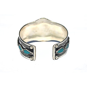 Multi-Stone Blue Stabilized-Turquoise Adjustable Cuff Bracelet | Unique Boho Jewelry for Men & Women