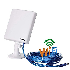 KuWFi Long Range Outdoor WiFi Network Adapter, High Gain 14dBi Antenna 5M Cable Wireless USB Adapter Stable Signal from Outdoor