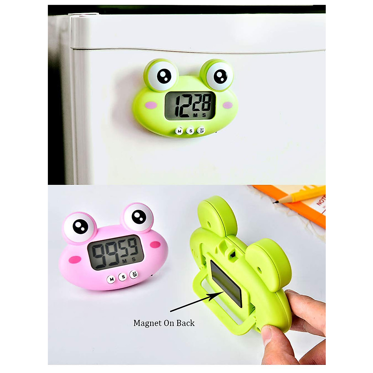 Digital Kitchen Timer,Cute Frog Count Down & Up Timer,LCD Display & Magnetic Backing for Study Teaching Games