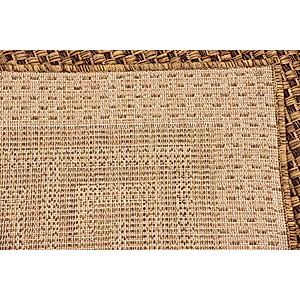 Unique Loom Outdoor Border Collection Area Rug - Greek Key (5' 4" Square, Brown/ Light Brown)