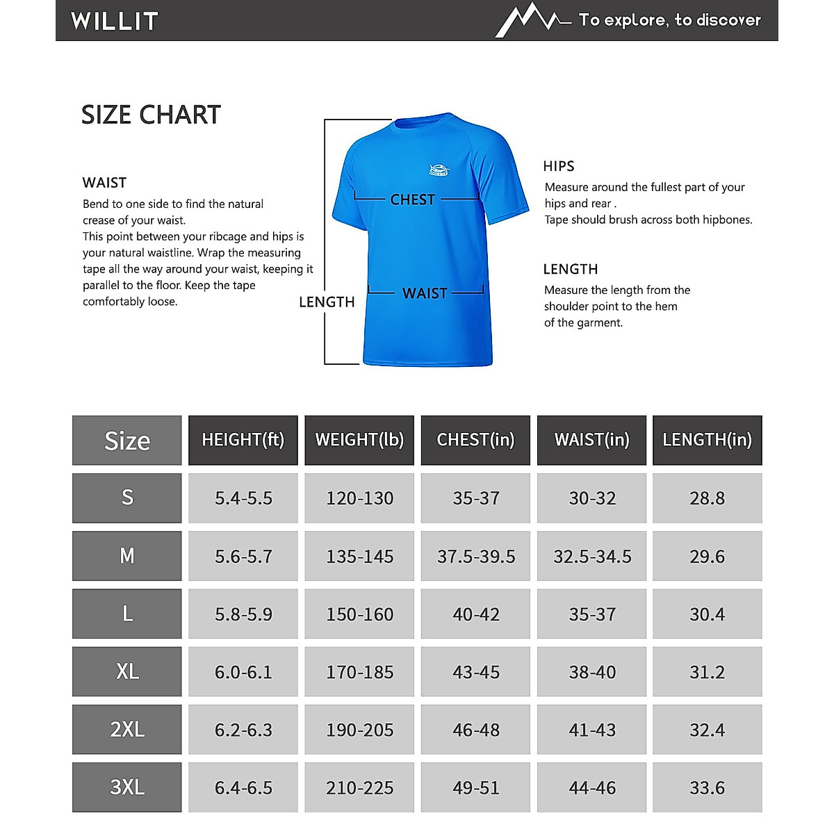 Willit Men's Rashguard Swim Shirt Short Sleeve UPF 50+ Sun Protection Shirt SPF Quick Dry Water Shirt Blue 2XL