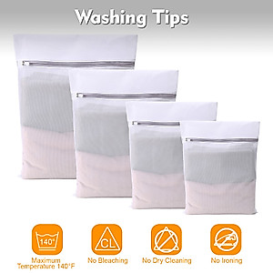 NAOKBOEE 5 Packs Mesh Laundry Bags for Delicates, Washing Machine Wash Bags, for Lingerie, Bra, Socks, Underwear, Baby Clothes, Travel Storage（2 Large, 2 Medium, 1 Small）
