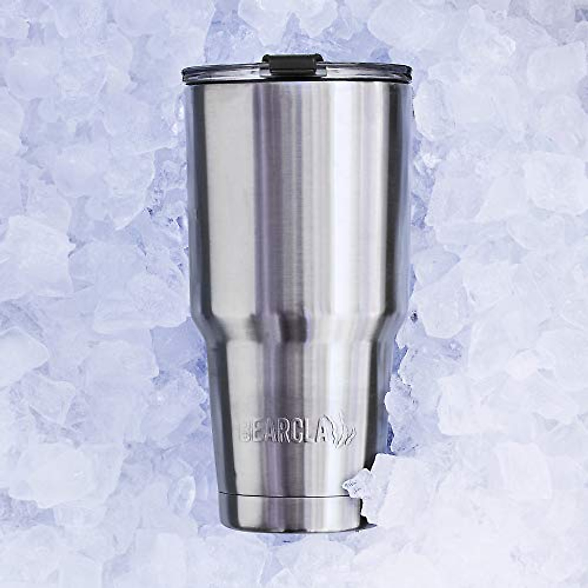 MalloMe BEARCLAW Insulated Tumbler With Handle & Straw - Stainless Steel Tumblers Coffee Travel Mug - Reusable Insulated Cup for Water with Brush, 2 Lids & Straws - Splash-Proof 30 Oz Silver