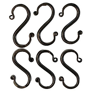 Saving Shepherd 6 Wrought Iron S Hooks - 3inch Hand Forged with Scrolls (Set of Six) by Amish Blacksmith Lancaster Pennsylvania USA Black