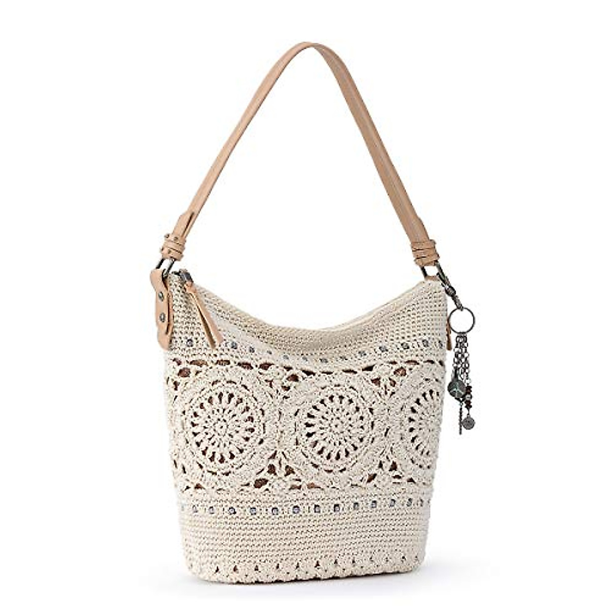 The Sak unisex adult Women's Sequoia Crochet Hobo Handbag, Natural Medallion, One Size US