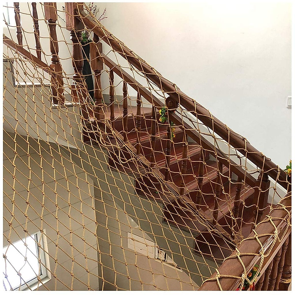 Protective Net Brown Nylon Net, Garden Decoration Net Balcony Safety Net Stairs Children Anti-Fall Net Kindergarten Protective Net Portable Fence Net Can Be Cut 1x2m3m4m (Size : 4 * 5M(13 * 16ft))