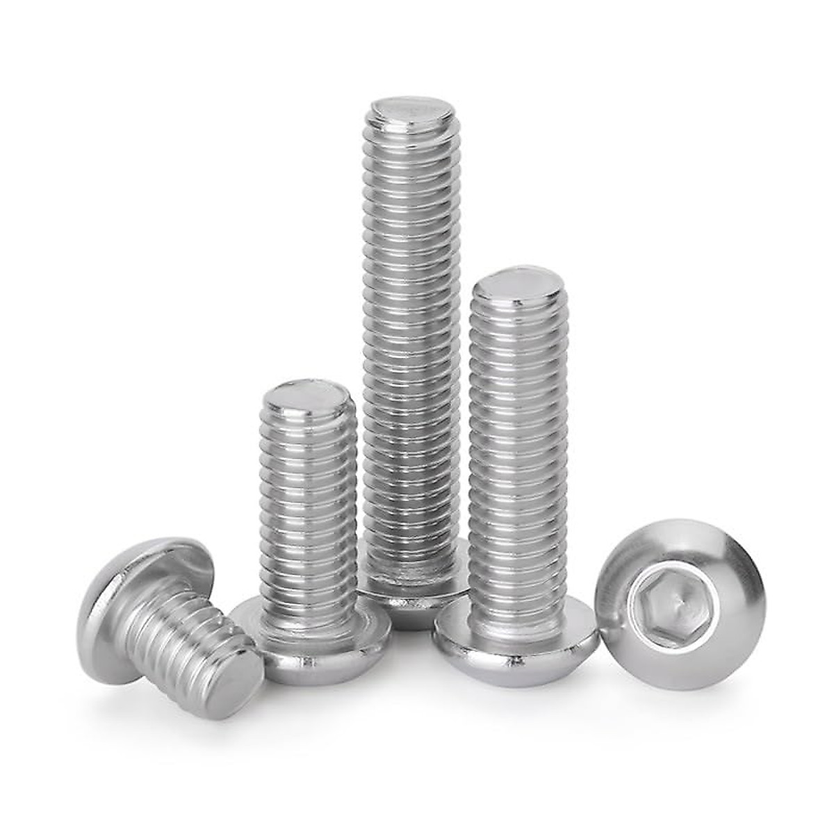 10pcs 04 Stainless Steel semi-Round Head Hexagonal Screw Machine Thread Round Cup Bolt Mushroom Head Screw Hexagon Socket Screws (Size : M5*12)