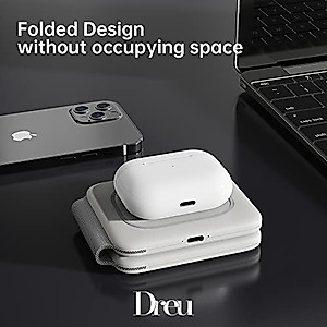 DREU Magnetic Foldable Charging Pad Portable Wireless Chargers 3 in 1, Fast Wireless Charging Station Compatible with QI Phones, iPhone 14/13/12/SE/11/XS/8, Samsung, Air-Pods Pro, Ap-ple Watches