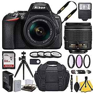 Nikon D5600 DSLR Camera with AF-P DX NIKKOR 18-55mm f/3.5-5.6G VR Lens + Basic Travel Kit (Renewed)