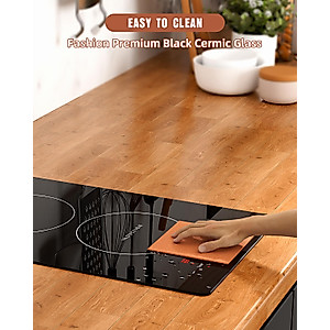 Empava Electric Stove Induction Cooktop Vertical with 2 Burners Vitro Ceramic Smooth Surface Glass in Black 120V, 12 Inch