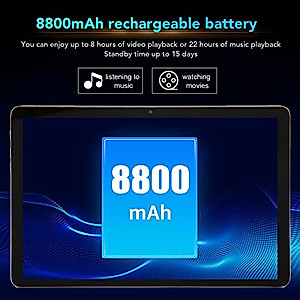 CHICIRIS 4G LTE Tablet, 5MP Front 13MP Rear 8 Core CPU 10.1 Inch Tablet AU Plug 100-240V 1920x1200 Resolution for Reading for Android 11.0 (Gold)