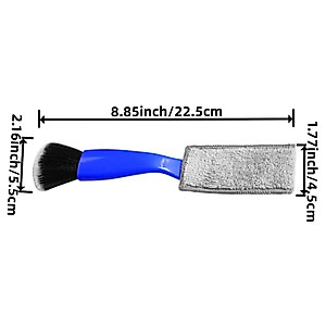 EVIISO 4 pcs Car Brushes for Detailing Interior,Double-Ended Brush and Cleaning Cloth,car Detail Crevice Care Removal Cleaning,Keyboard Cleaning Brush (Blue)