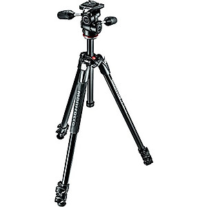 Manfrotto 290 Xtra Aluminum 3-Section Tripod Kit with 3-Way Head (MK290XTA3-3WUS) , Black