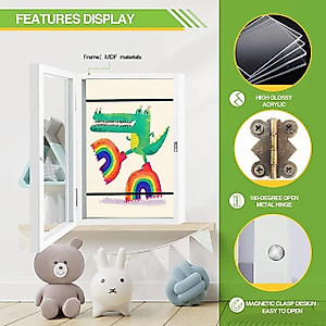 TUTULOO A4 Kids Art Frame - Holds 50 Pcs Art Work - Dark Acrylic Frame - Minimalist Style - Front Opening - Vertical Orientation - Tabletop, Wall Mount