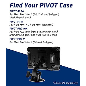 PIVOT Single Suction Cup Mount - Curved Arm - Supports Multi-Angle Display and Viewing - for Professional Pilots, General Aviation