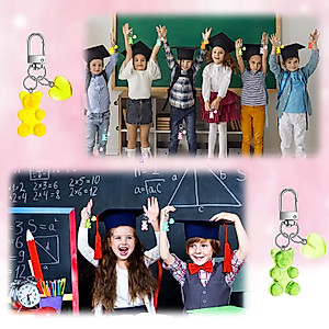 HyDren 24 Sets Cute Bear Keychains Gift Bear Cards Acrylic Bears Keyrings Classroom Gifts for Students Girl Boy Bear Baby Shower Keychains School Inspirational Reward Gift Bear Themed