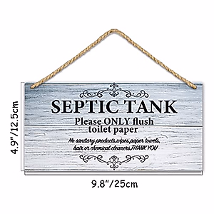 TOARTi Bathroom Quote Wood Sign-12.5x25cm,Toilet Rule Wooden Plaque Hanging Wall Art, Septic Tank Toilet Notes Hanging Bathroom Restroom Door Decoration