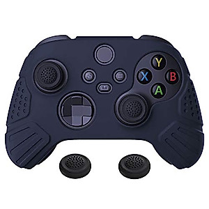 PlayVital Guardian Edition Midnight Blue Ergonomic Soft Anti-Slip Controller Silicone Case Cover, Rubber Protector Skins with Black Joystick Caps for Xbox Series S/X Controller