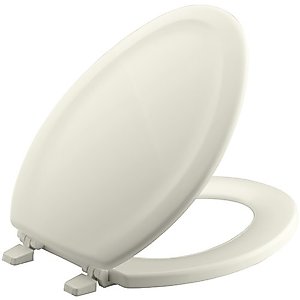 KOHLER 4647-96 Stonewood Toilet Seat Elongated,Wood Toilet Seat, Elongated Toilet Seat for Standard Toilets, Toilet Lid, Biscuit