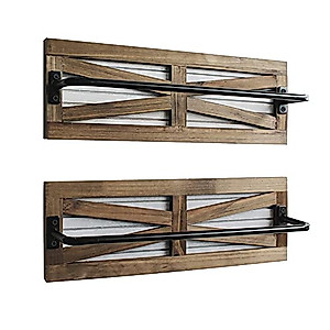 2PCS Rustic Towel Racks for Bathroom Wall Mounted, Towel Holder for Bathroom Towel Storage,Bathroom Towel Rack,Farmhouse Bathroom Decor for Towels, Robes, Clothing,Blanket Rack (Brown)