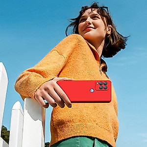 Oududianzi Case for Moto g-Stylus 5G 2021 Case,[2 Tempered Glass Screen Protector], Soft TPU Liquid Silicone Case, Shockproof Rubber Silicone Gel Case-Red