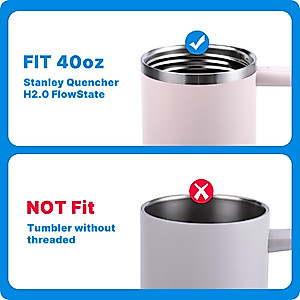 Bluwing 40 oz Tumbler Flip Straw Lid Replacement for Stanley Quencher, Spill Proof Tumbler 40oz Replacement Lid for Stanley Cup(Pink)