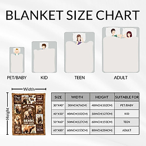 PUREGIFTS Personalized Blanket Gift for Boys - 30 x 40 Inches Cartoon Bear Throw Blanket for Kids - Warm Cozy Blankets for Sofa, Lap & Office