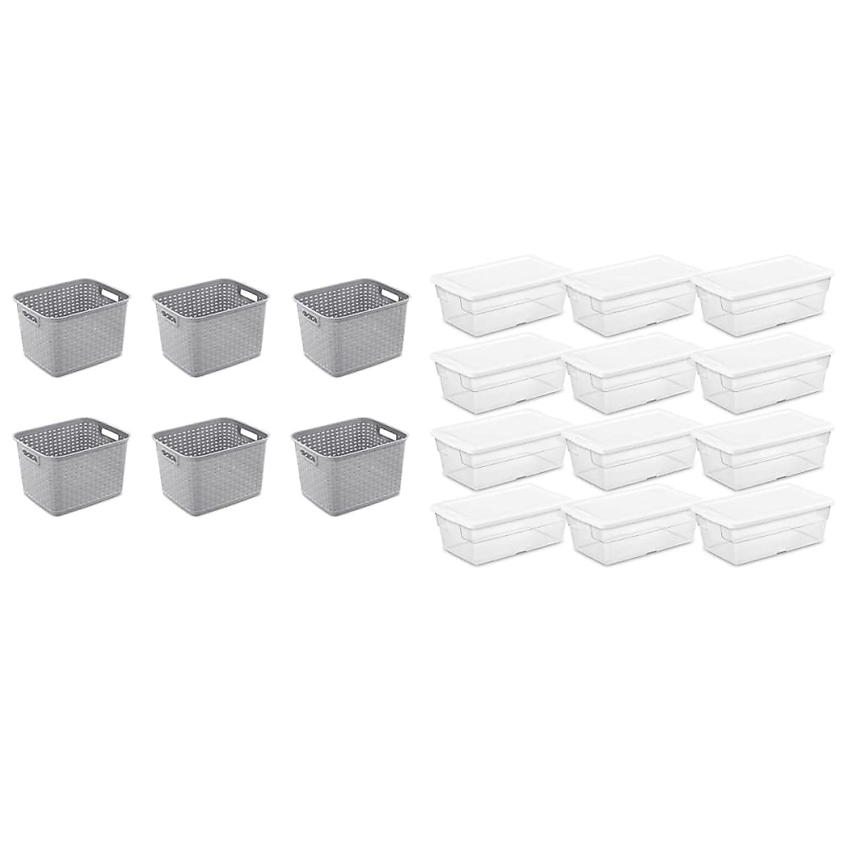 Sterilite Tall Weave Baskets (6-Pack) and Storage Boxes (12-Pack)