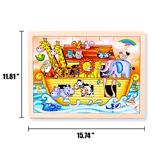 ExploraToy Noah Jigsaw Puzzles for Toddlers Age 3-5, 48pcs Preschool Educational Learning Toys Sets Gift for Baby Infants Boys and Girls (Noah's Ark…)