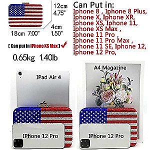 The National Flag Crystal Clutch Purse for Women Evening Bags Party Chain Shoulder Handbags (America, Small)