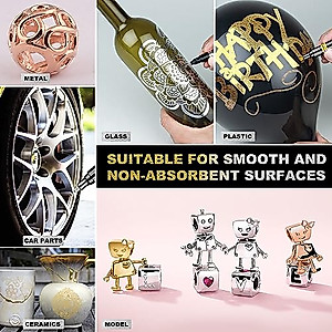 shirylzee 9Pcs Mirror Chrome Markers,Silver & Gold & Rose Permanent Chrome Marker Pens,Waterproof Reflective Gloss Metallic Markers for Repairing, Model Painting,Marking or DIY Art Projects