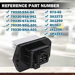 HVAC Blower Motor Resistor AC Blower Control Module - Compatible with Honda Accord, Civic, CR-V, ELEMENT, Odyssey, Pilot, Acura RDX, TSX - Replaces# 79330-S5A-942, 79330-SNA-A01, 79330-SDA-A01