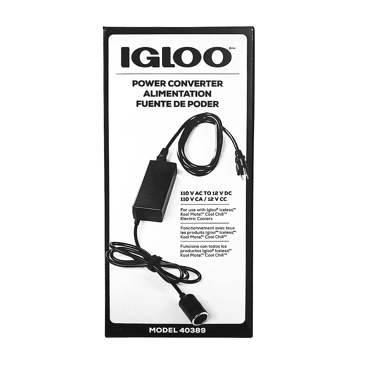 Igloo 110V AC Power Converter for Iceless Kool Mate Cool Chill Thermolectric Coolers