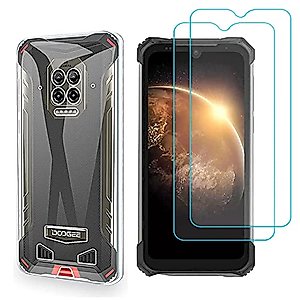 Ytaland for DOOGEE S86 / DOOGEE S86 Pro Case, with 2 x Tempered Glass Screen Protector. (3 in 1) Crystal Clear Silicone Shockproof TPU Bumper Protective Phone Case Cover