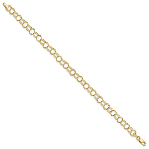 IceCarats 10K Yellow Gold Triple Link Chain Charm Bracelet 7 inch