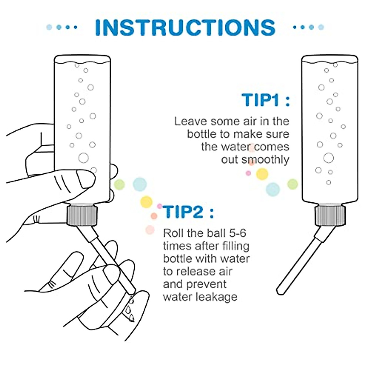 POPETPOP Guinea Pig Water Bottle No Drip 2 Pack- 8Oz Hamster Water Bottle with Hooks, Rabbit Water Bottle Samll Animal Water Bottles for Rabbits Hamsters Chinchillas Bunnys Rats