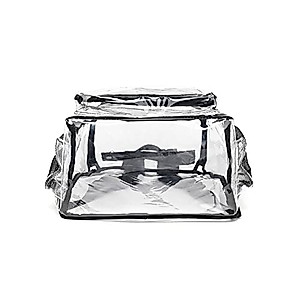 Clear Backpack Heavy Duty, Large PVC See Through Backpack with Water Bottle Holder, Clear Book bags Clear School Backpack for School, Stadium, Football Games, College (Black)