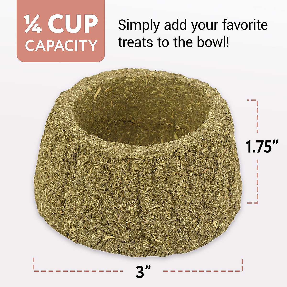Evergreen Pet Supplies [4 Pack] Furry Friends Timothy Hay Chewing Bowl for Small Pets & Bunnies - Edible Bowls for Guinea Pig Treats - Ferret & Rabbit Toys - Guinea Pig Food Bowl - Bunny Toys