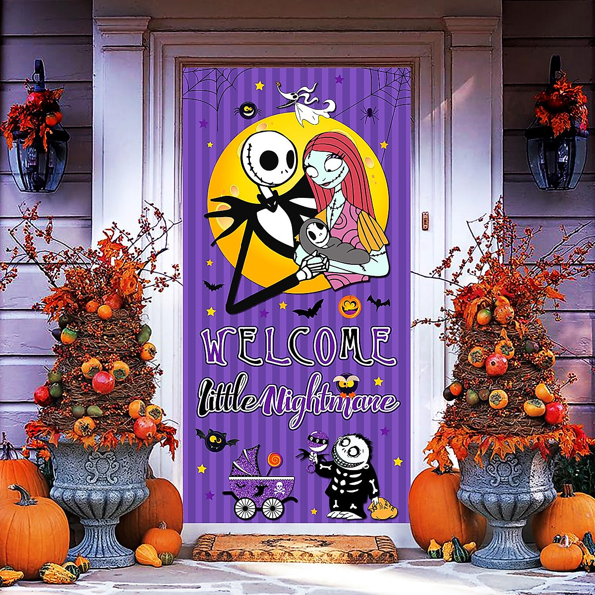 LANFUBEISI Baby Shower Door Banner, Green, 35.4x70.8inch Cotton, Cartoon Themed, Indoor Outdoor Christmas Party Decoration